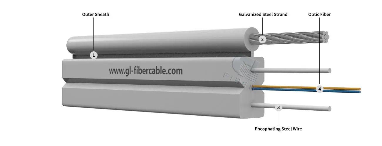 GL FIBER Supply 2-12 Cores GJYXCH Seven Stranded Steel Wire FTTH Cables